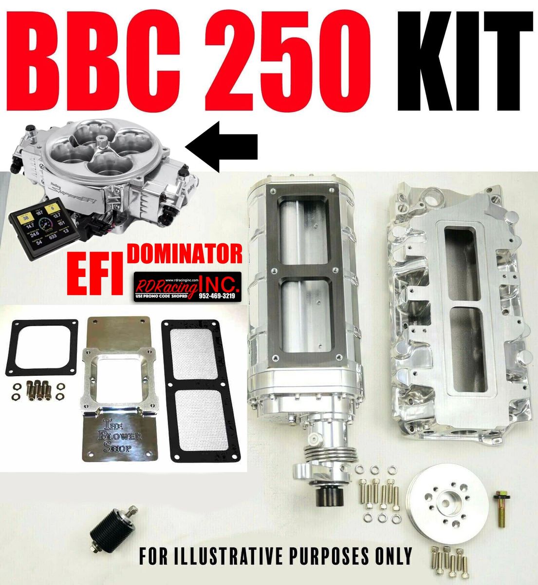 250 Blower Supercharger Big Block Chevy Street 8mm Kit Polished 2V The ...