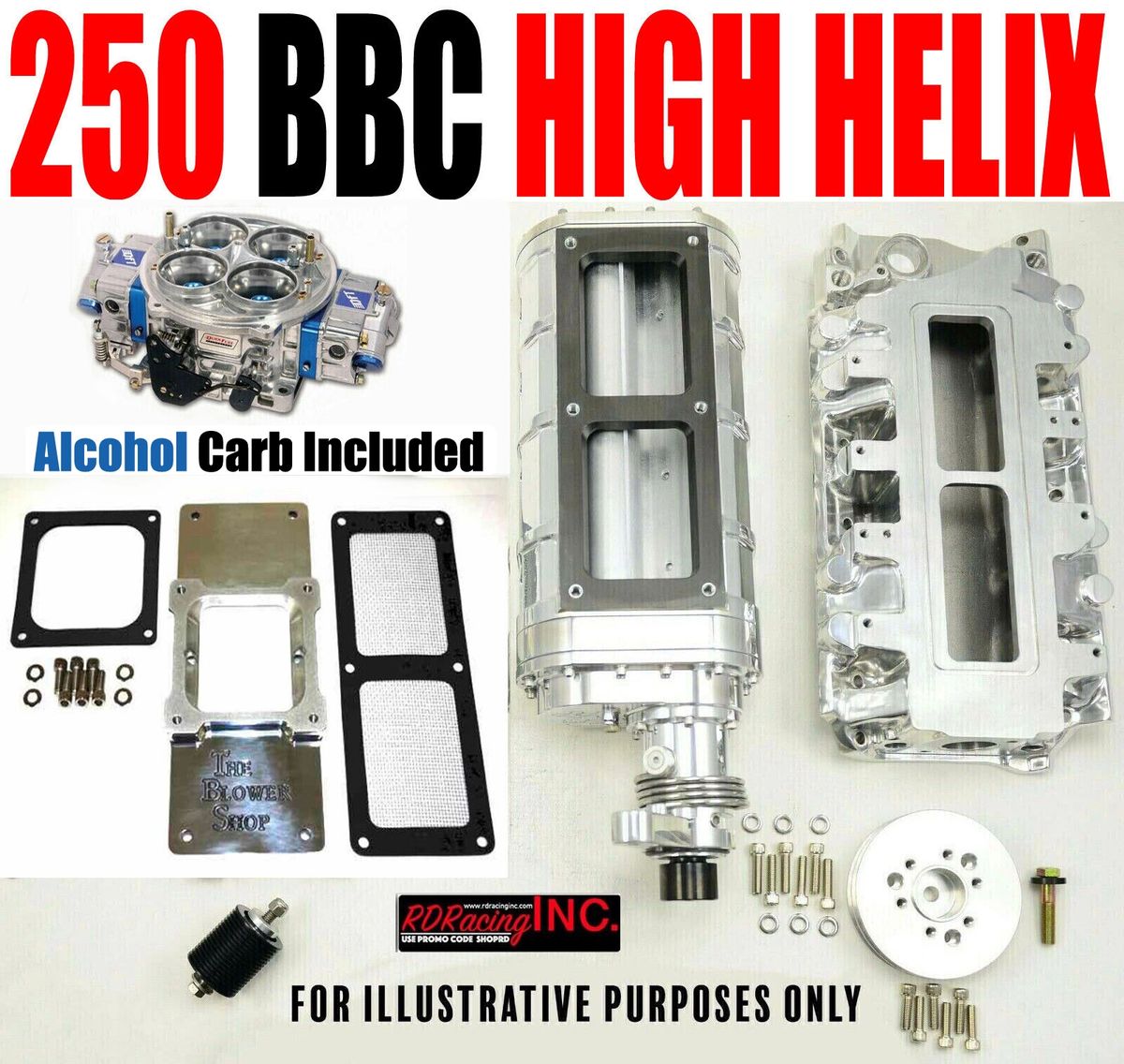 250 Blower High Helix 8mm Big Block Chevy The Blower Shop Kit 2V Alky ...
