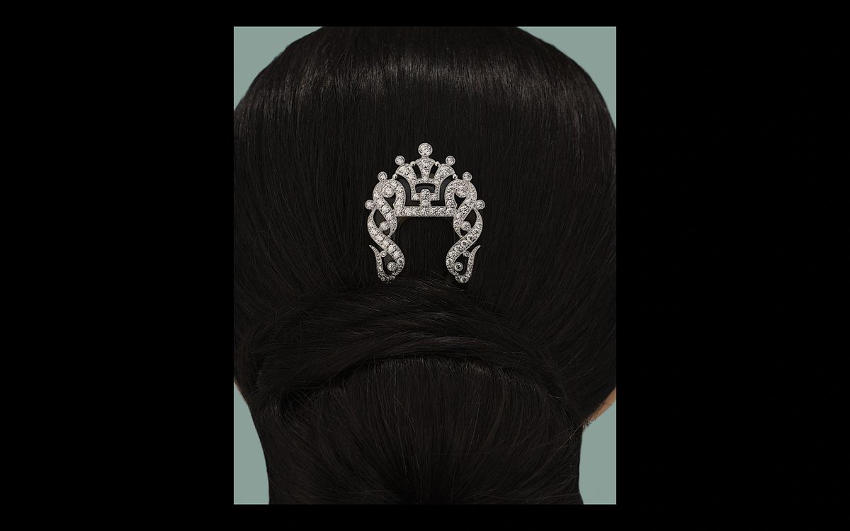 Art Deco Crystal Scroll Hairpin