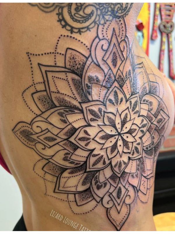 Custom mandala side rib tattoo