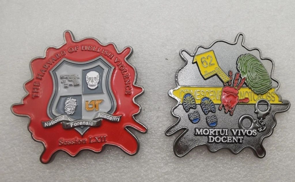 National Forensics Academy Session 62 Bloodspatter coins