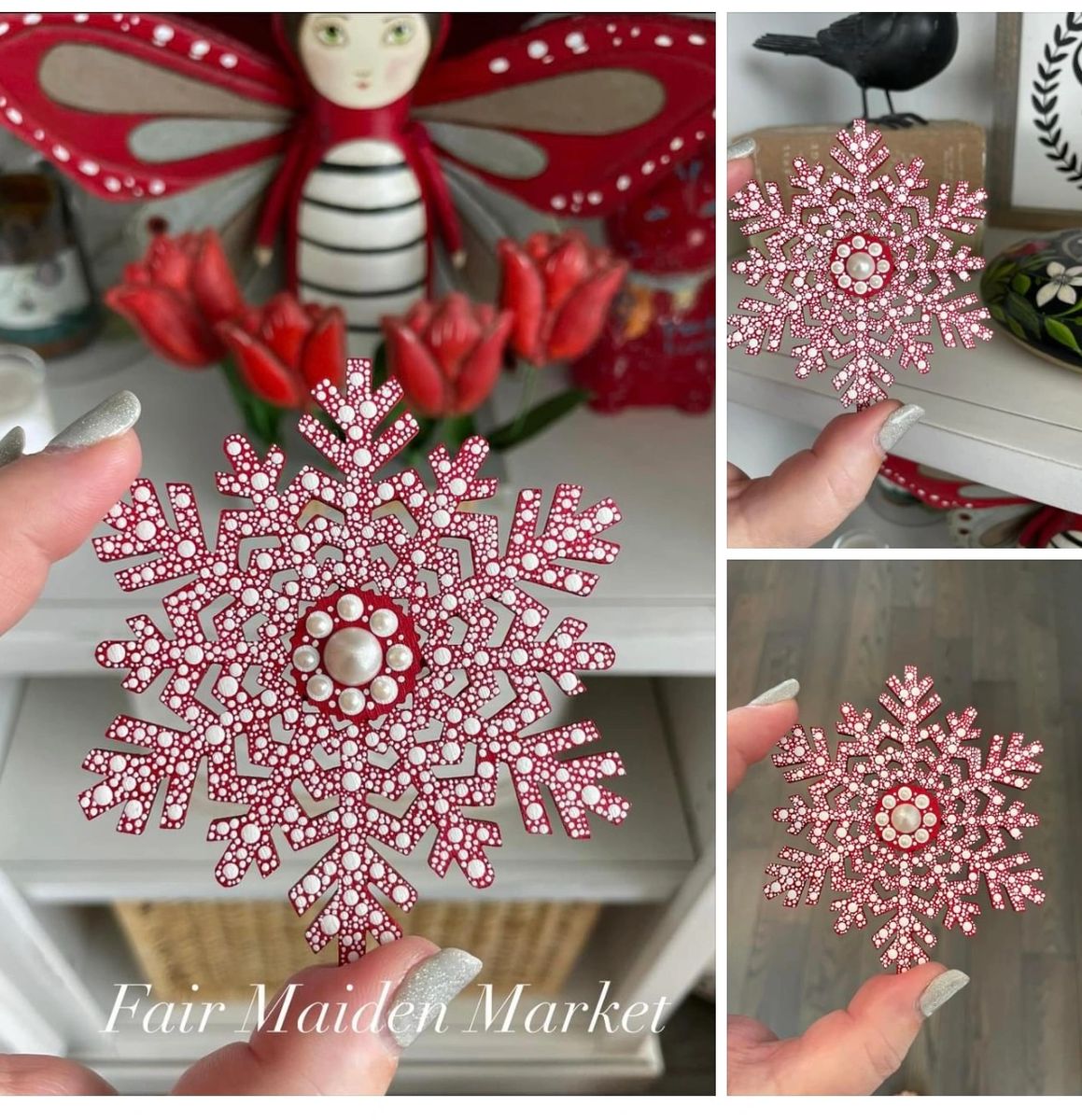 Red snowflake ornament