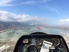 Look out side of the cockpit...