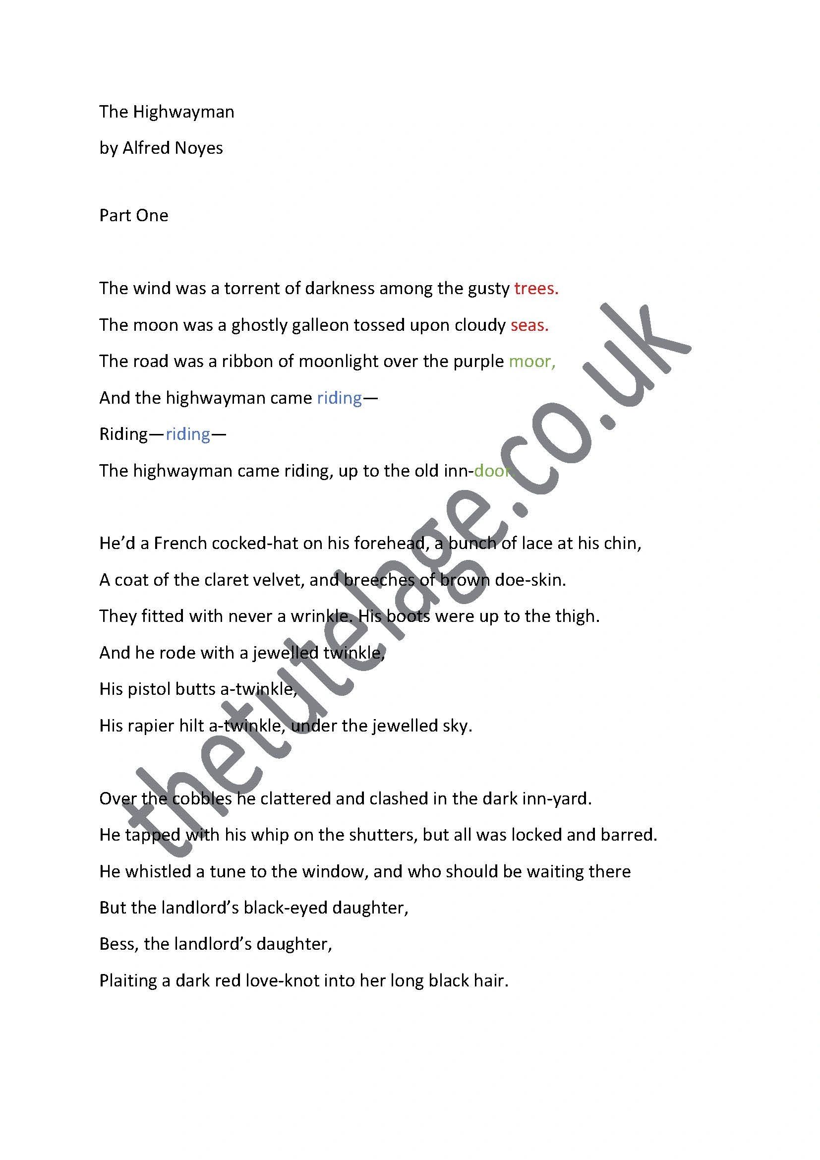 The Highwayman - Analysis