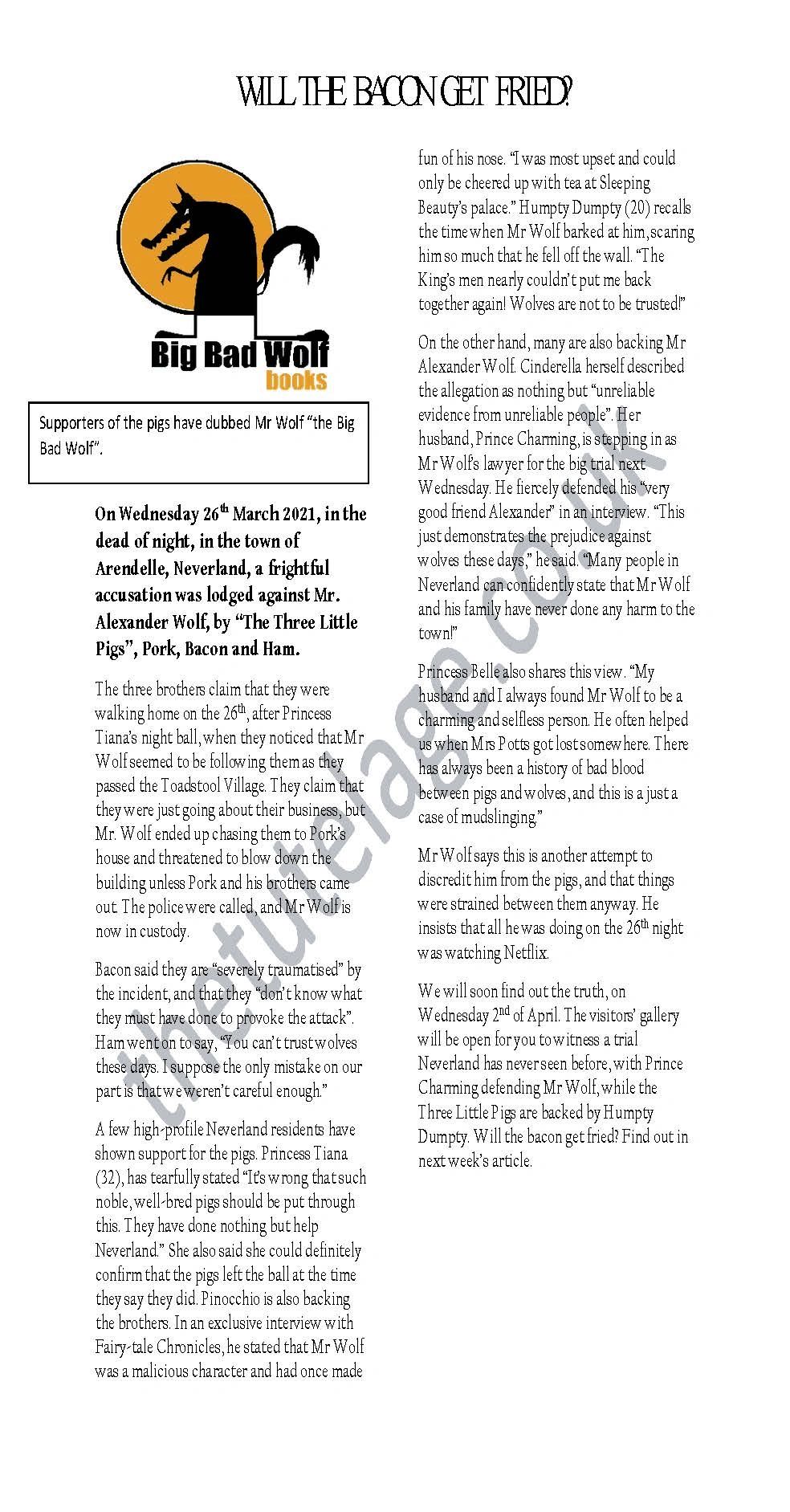 Sample Newspaper Article With Detailed Analysis