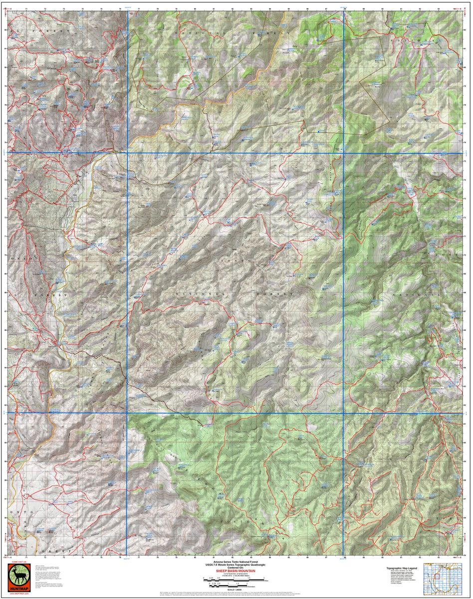 4 x 4 Custom Center USGS 1:24,000 scale topo HuntMap
