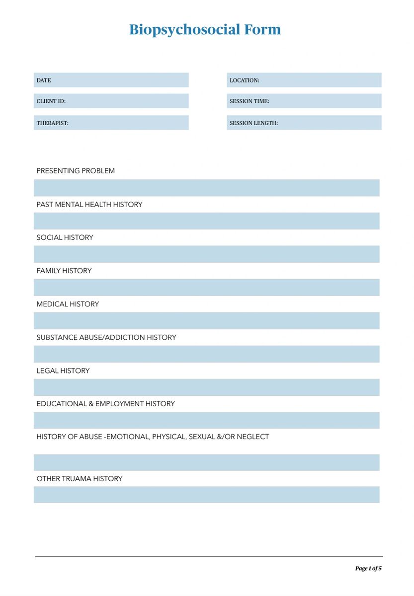 Biopsychosocial Assessment Form