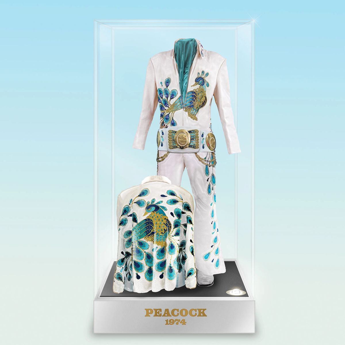 Peacock Elvis Jumpsuit Illuminated Sculpture by Bradford Exchange