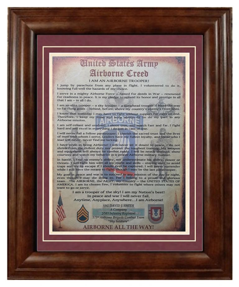 BEST US Army Airborne Creed 173rd Airborne Brigade Sky Soldiers Aged ...