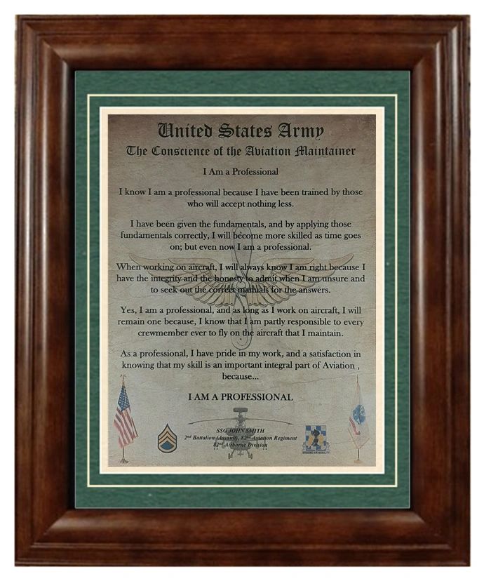 BEST US Army The Conscience of the Aviation Maintainer Aged Parchment ...