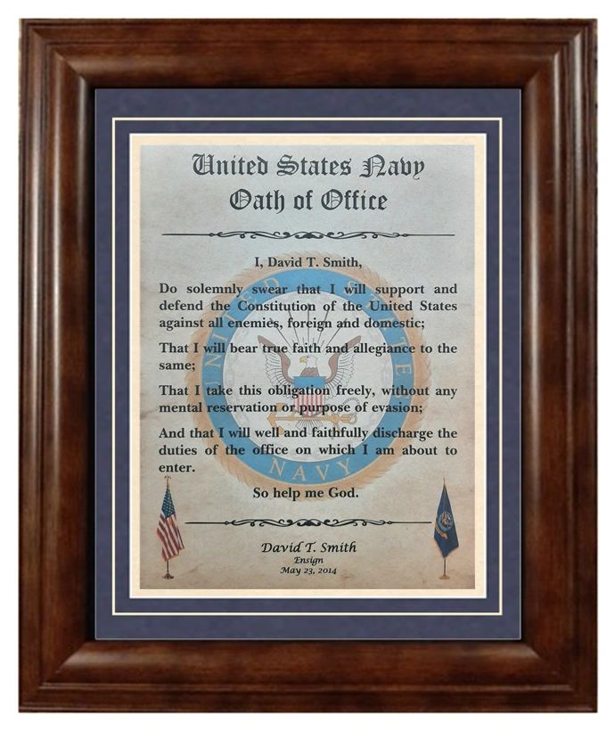 BEST US Navy OFFICER Oath of Office Certificate Aged Parchment Framed ...