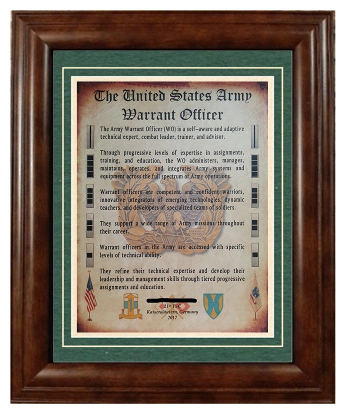 BEST US Army The Warrant Officer Aged Parchment Framed Matted ...