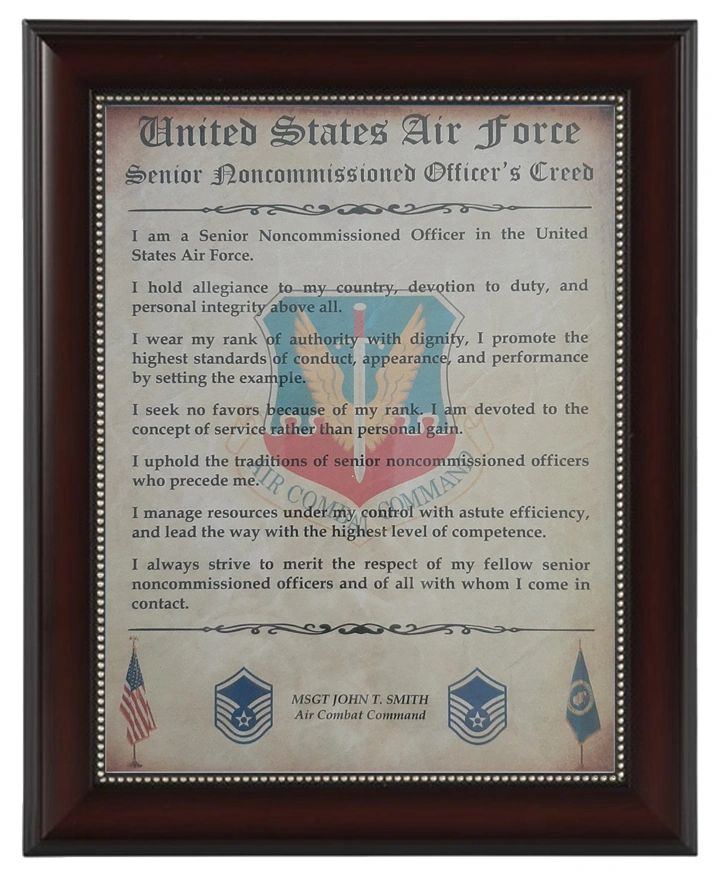 BETTER US Air Force SENIOR Noncommissioned Officer's NCO Creed ...