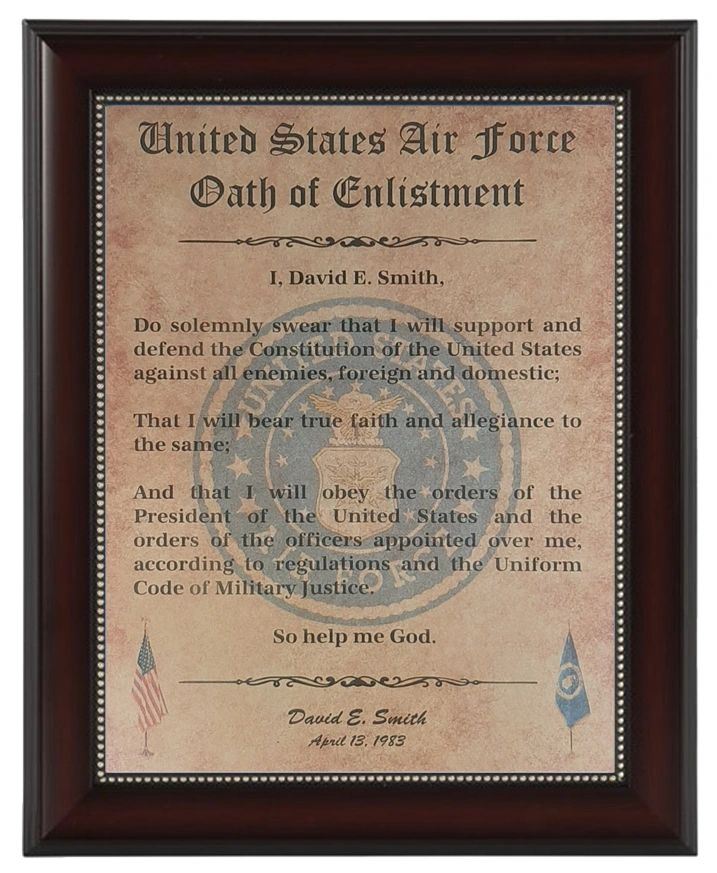 BETTER US Air Force Oath of Enlistment Aged Parchment Framed ...