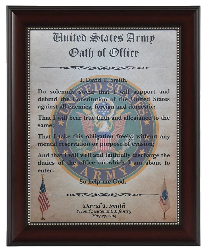 BETTER US Army OFFICER Oath of Office Certificate Aged Parchment Framed ...