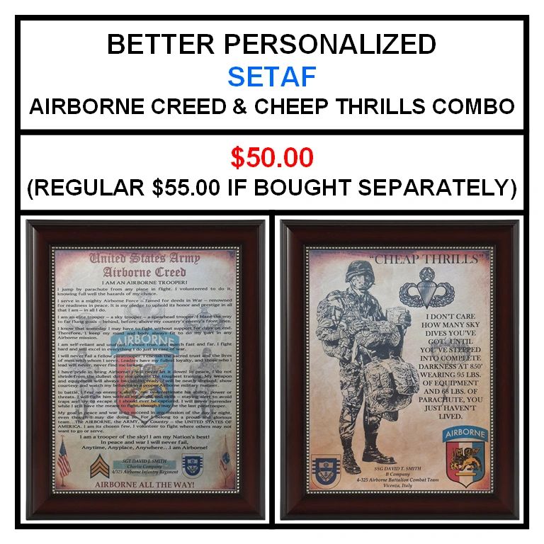 BETTER US Army Airborne "Cheap Thrills" & Airborne Creed Combo Pack ...
