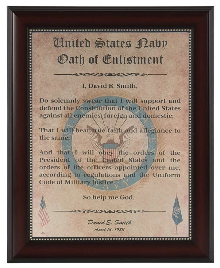 BETTER US Navy Oath of Enlistment Aged Parchment Framed PERSONALIZED ...