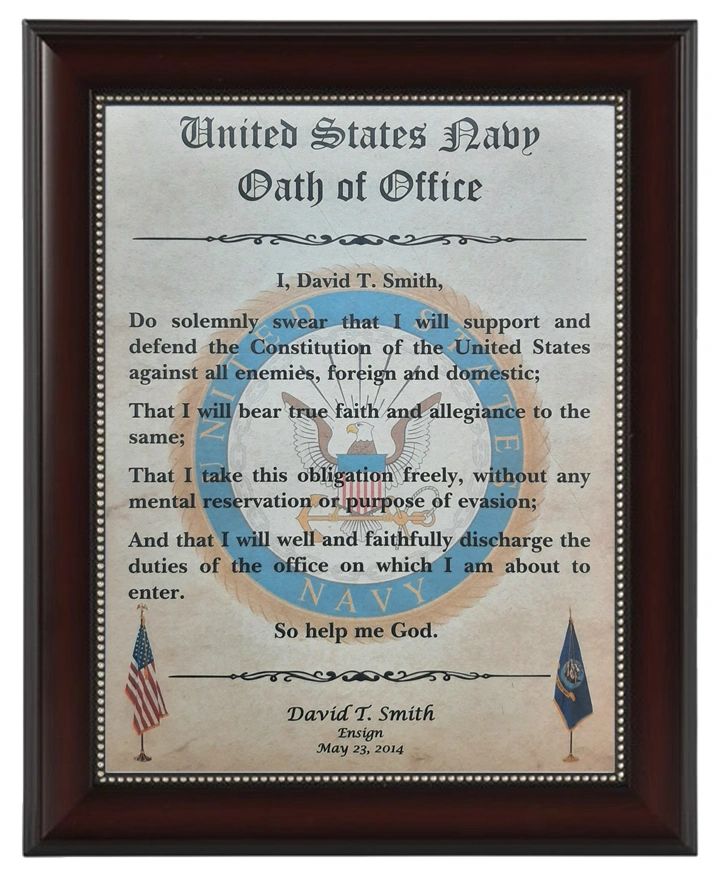 BETTER US Navy OFFICER Oath of Office Certificate Aged Parchment Framed ...