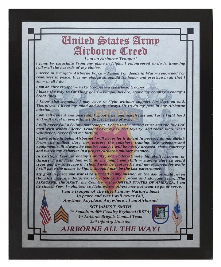 NICE or BETTER US Army Airborne Creed 4th Brigade 25th Infantry ...
