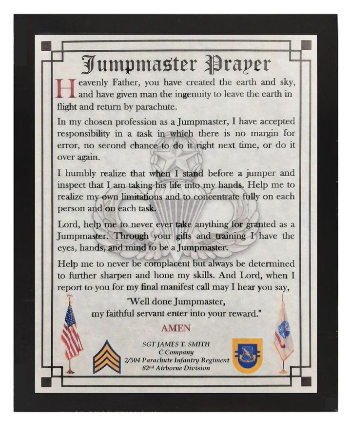 NICE or BETTER US Army Airborne Jumpmaster Prayer ALL UNITS AVAILABLE ...