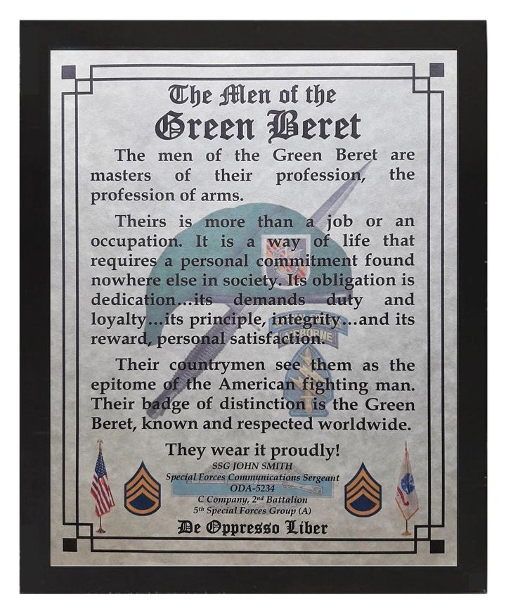 NICE or BETTER US Army Special Forces MEN OF THE GREEN BERET Framed ...