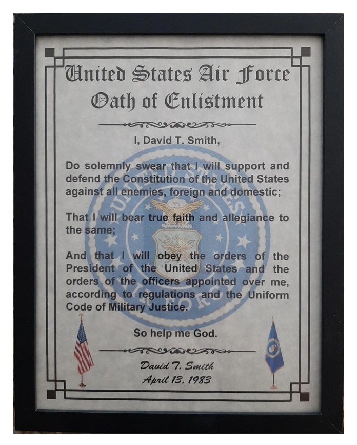 NICE or BETTER US Air Force Oath of Enlistment PERSONALIZED (with Coin ...