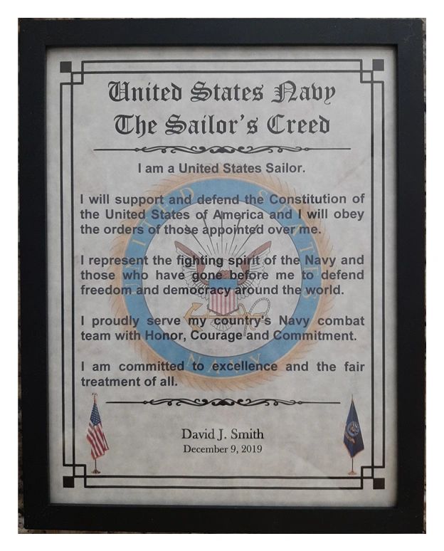 NICE or BETTER US Navy Sailor's Creed PERSONALIZED (with Coin Option)