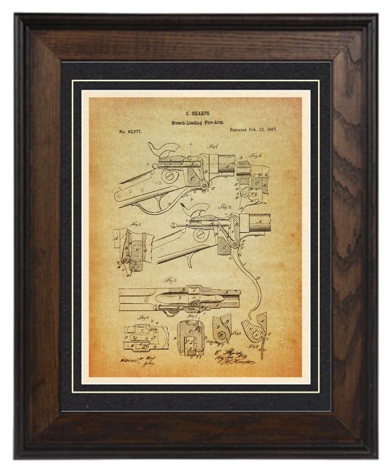 Vintage Firearms Patent Reproduction: Sharps Rifle 1867 Custom Matted ...