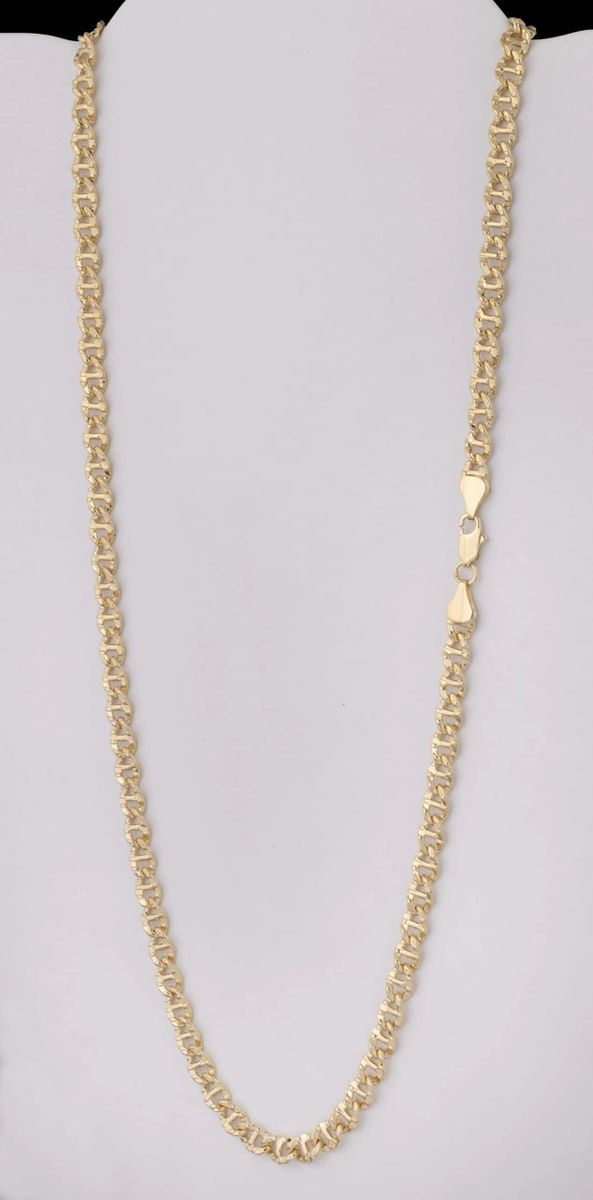 24k Gold Clad Medium Diamond Cut Gucci Link Necklace