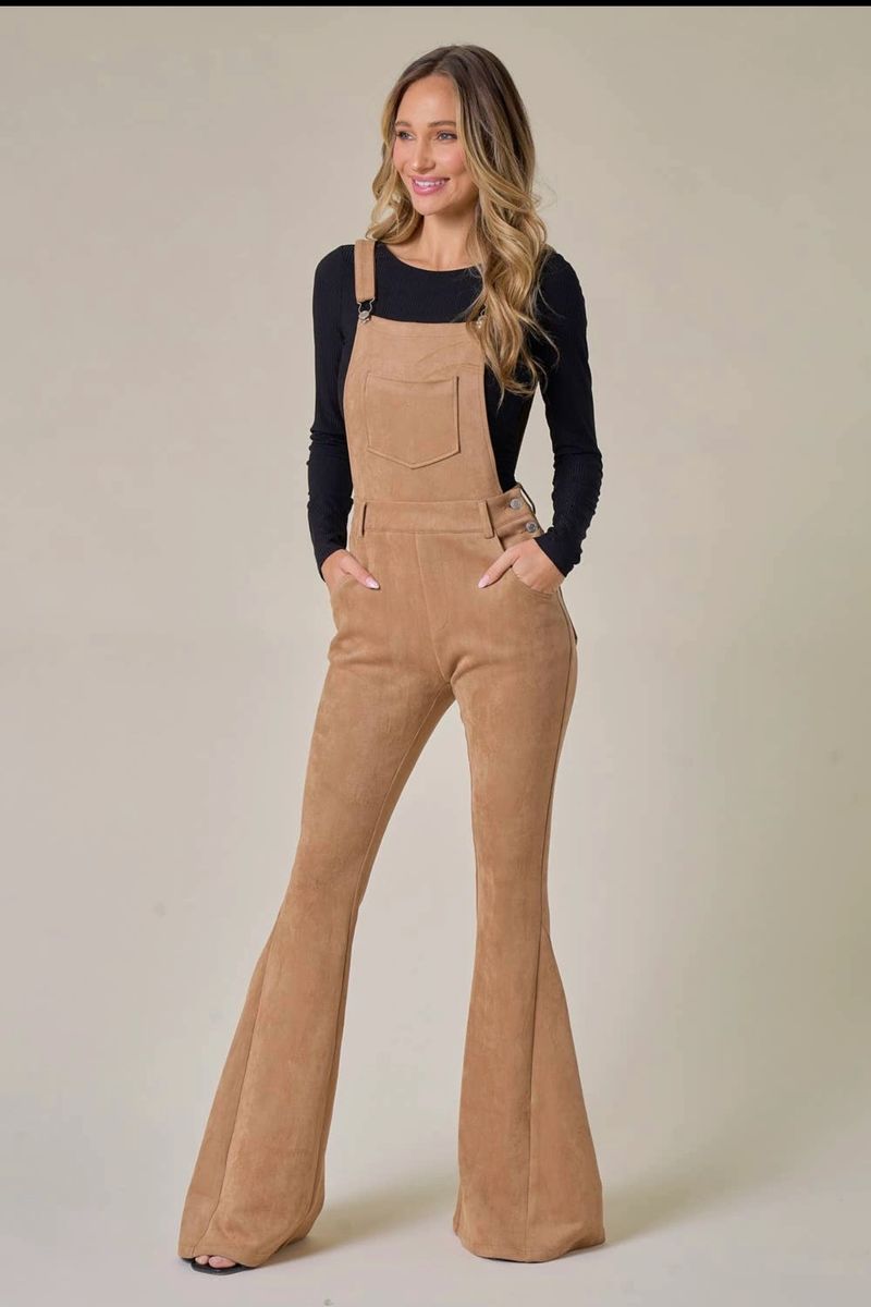 Flared Suede Overalls