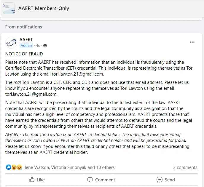 Notice of Fraud - my credentials stolen