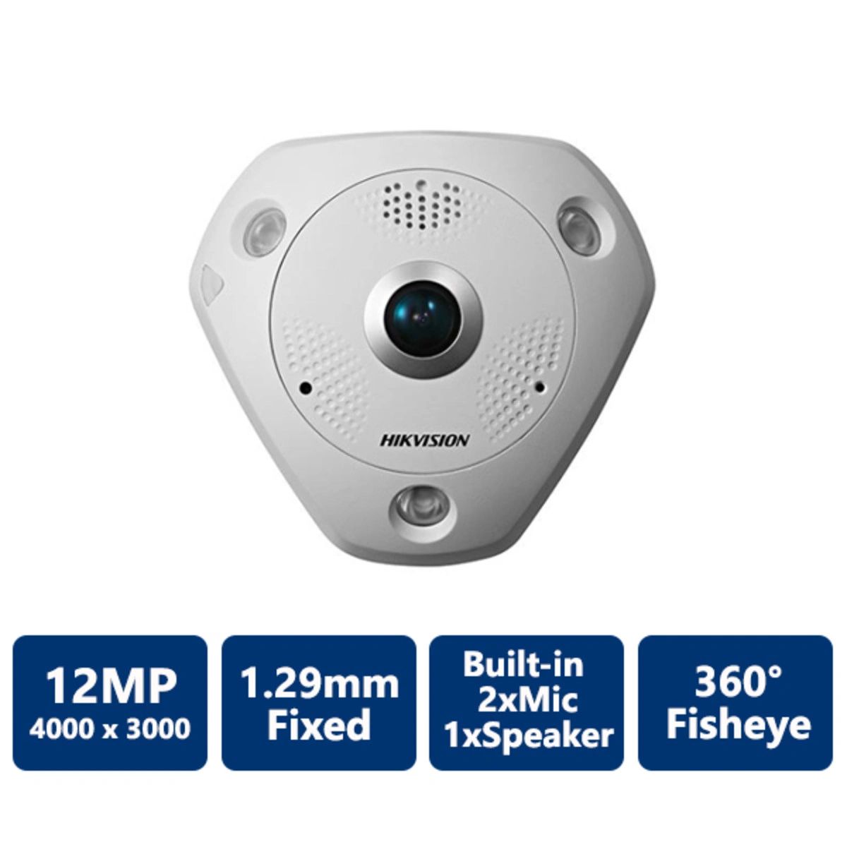 HIKVISION 12MP IP FISHEYE CAMERA (DS-2CD63C5G0-IS 1.29MM)