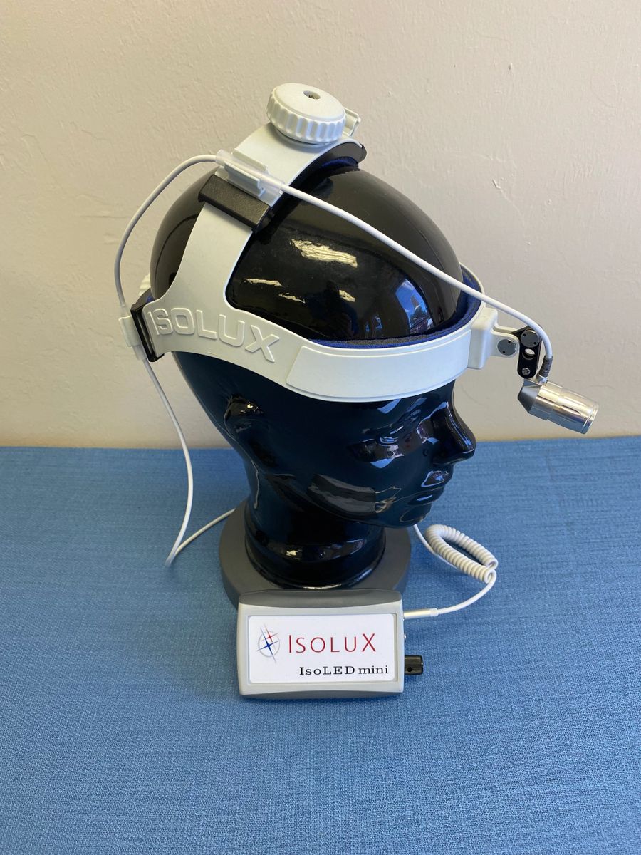 Isolux IL-2397H IsoLED Mini LED Headlight attached to Ratcheted Headset