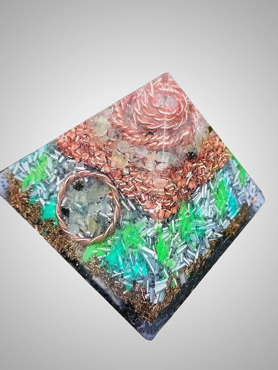 Prehnite Orgonite Copper Tensor Ring EMF Protection Giza's Grace Pyramid
