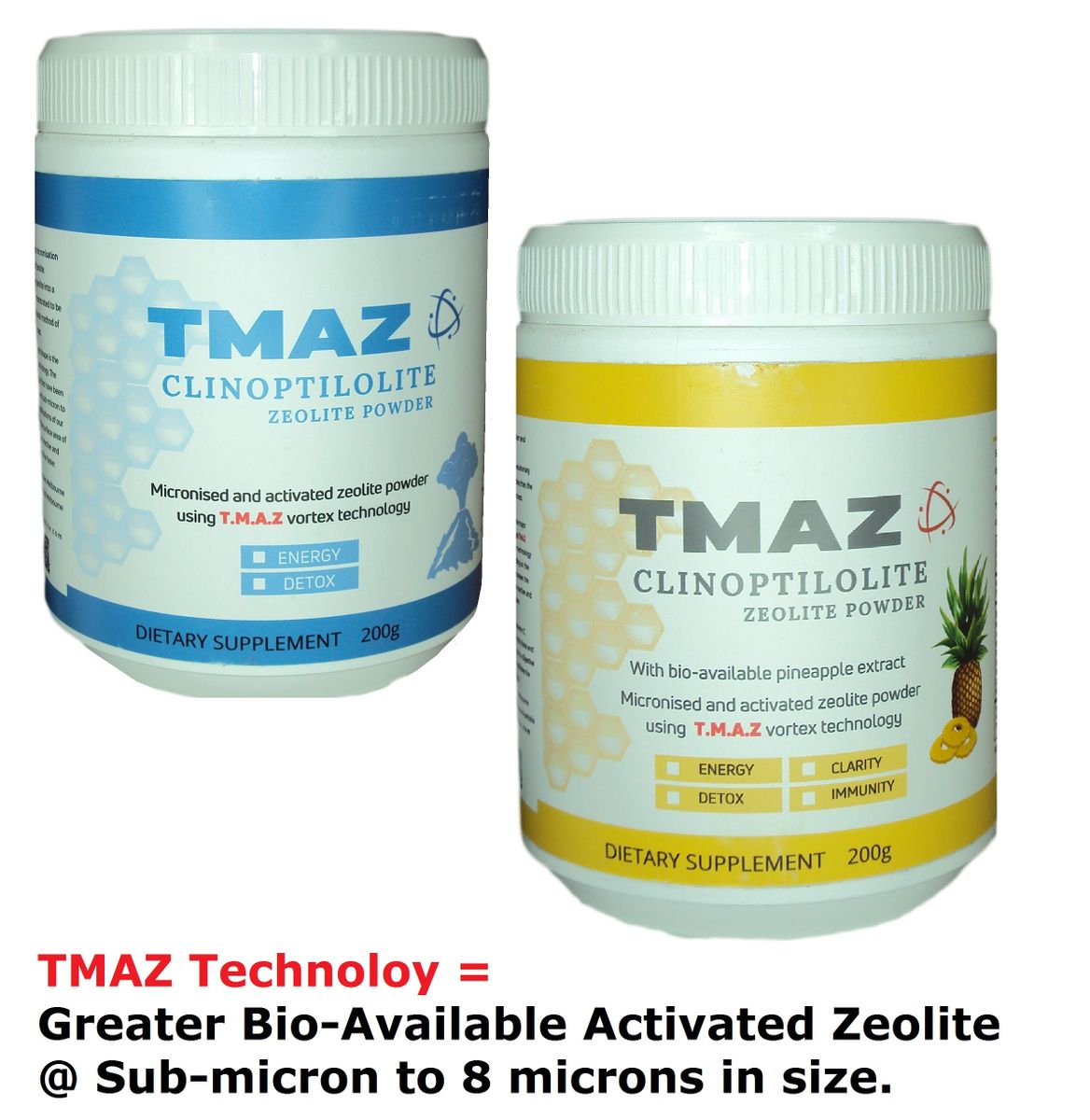Pure Zeolite Powder Micronised TMAZ Zeolite Powder Pineapple + Unflavoured