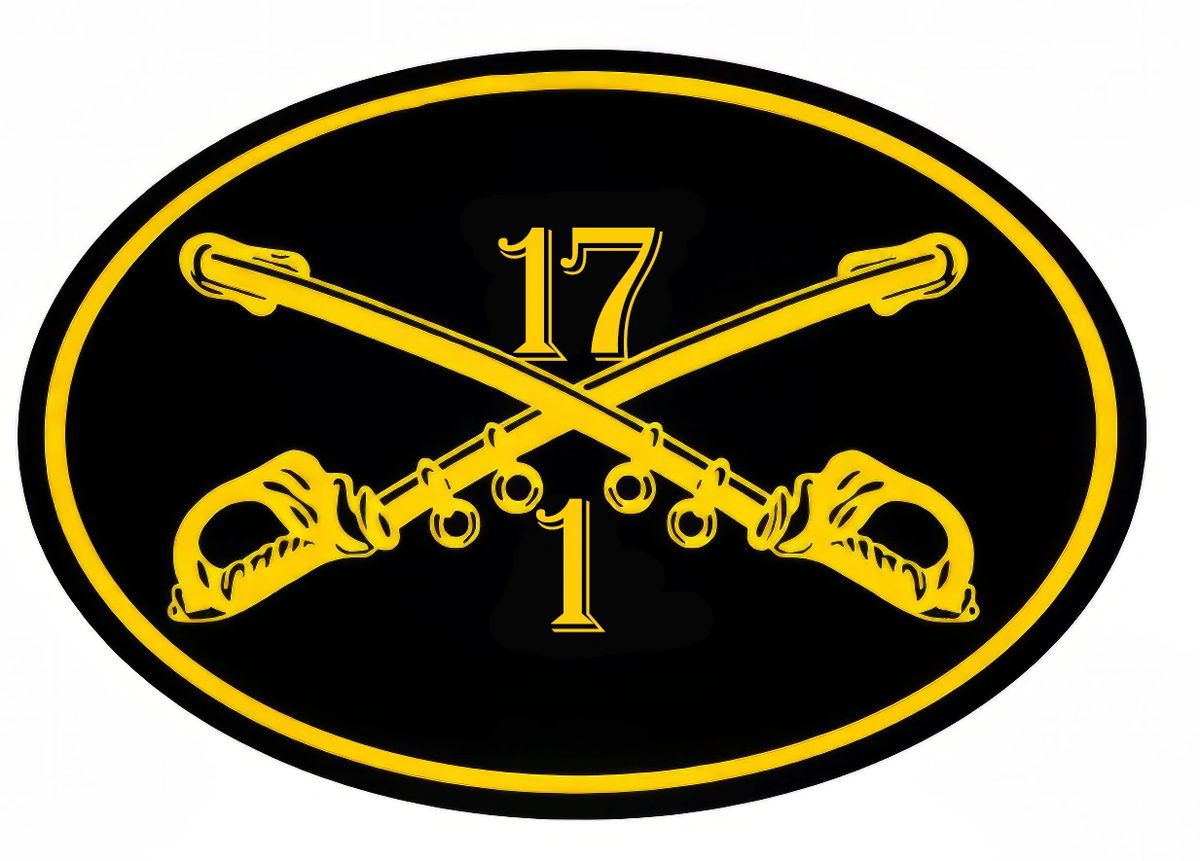 1st Squadron 17th Cavalry Crossed Saber Sticker (3X2 inches)