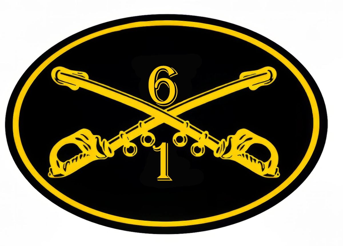 1st Squadron 6th Cavalry Crossed Sabers Sticker (3X2 inches)
