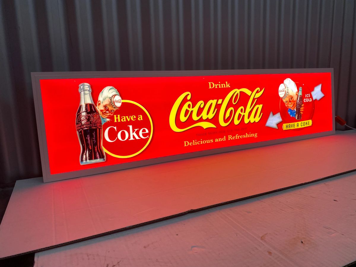COCA COLA COKE BOY LARGE LED FLAT PANEL LIGHT SIGN