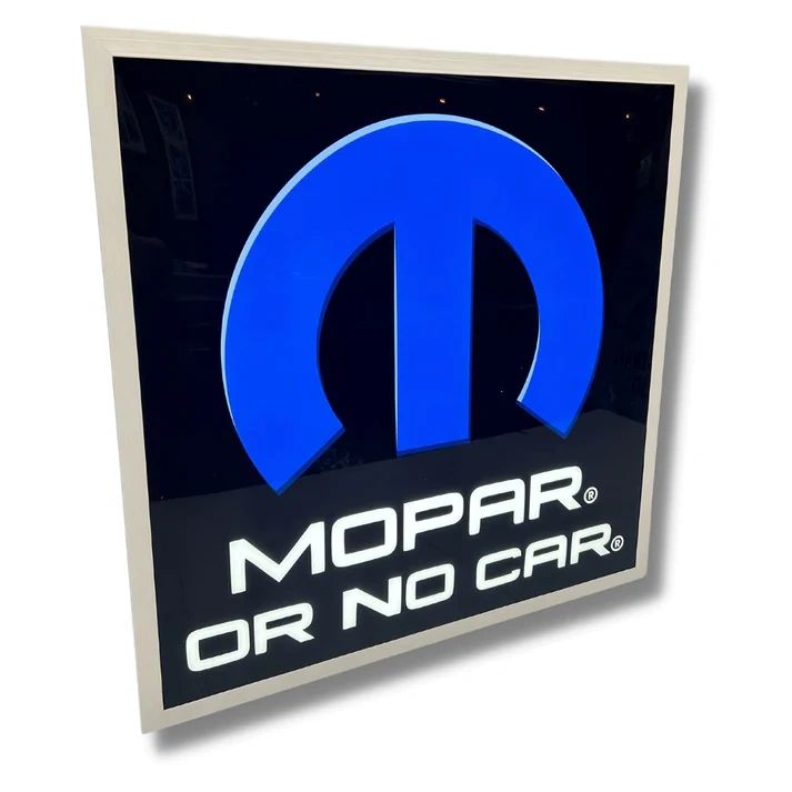 MOPAR OR NO CAR ILLUMINATED FLAT PANEL LED SIGN 600 MM X 600 MM