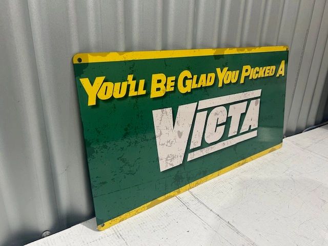 VICTA LAWN MOWERS 600MM X 300MM METAL SIGN