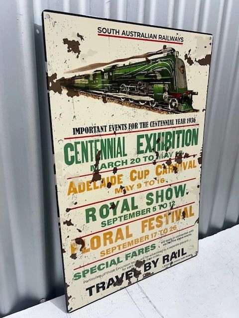 SA RAILWAYS CENTENNIAL 600 MM X 400 MM METAL SIGN