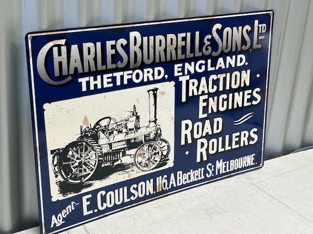 CHARLES BURRELL TRACTION ENGINES 600 MM X 400 MM METAL SIGN