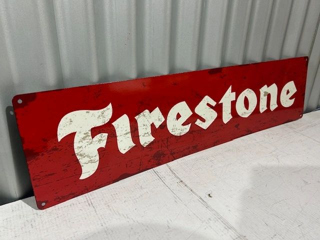 FIRESTONE TYRES HORIZONTAL 800 MM X 200 MM METAL SIGN
