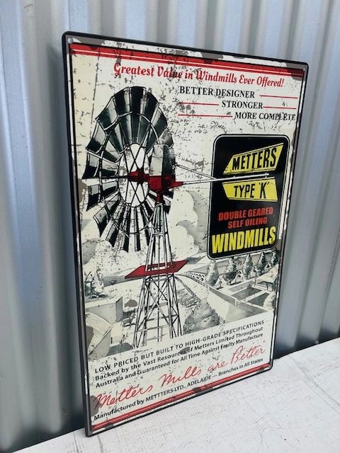 METTERS WINDMILLS 600 MM X 400 MM METAL SIGN