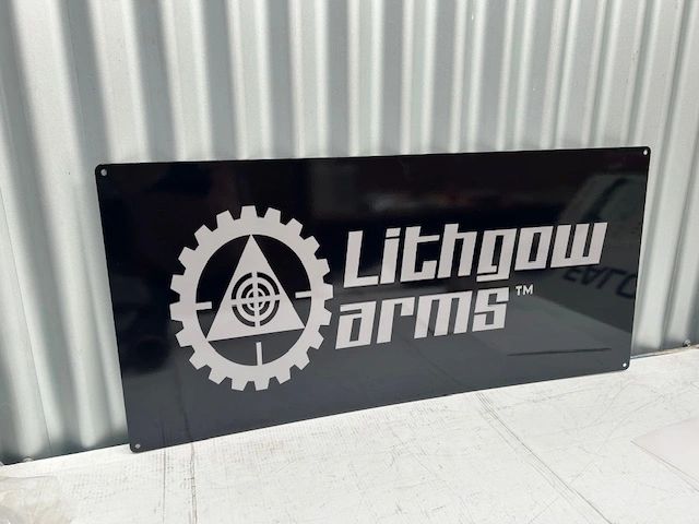 LITHGOW ARMS 810 X 380 MM METAL SIGN