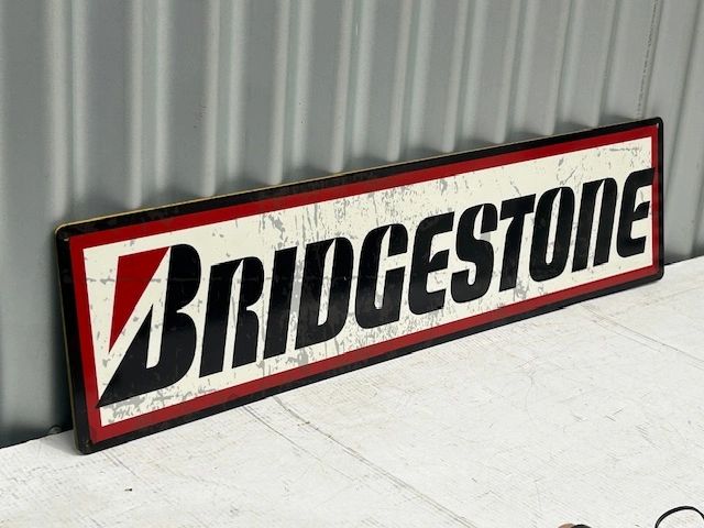 BRIDGESTONE TYRES & RUBBER HORIZONTAL 800 MM X 200 MM METAL SIGN