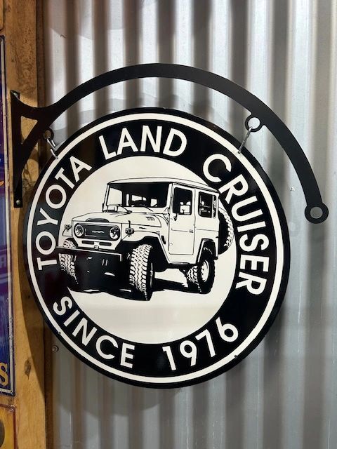 TOYOTA LANDCRUISER SINCE 1976 560 MM DOUBLE SIDED METAL SIGN & HANGER