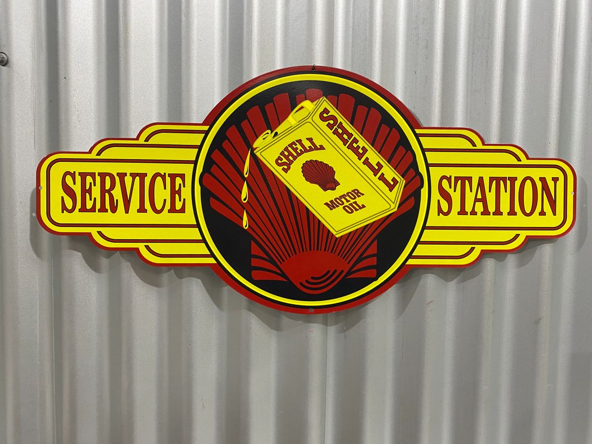 SHELL OIL DIE CUT METAL SIGN