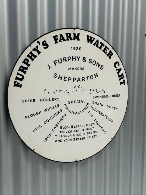FURPHY FARM WATER CART 560 MM DIAMETER ROUND METAL SIGN