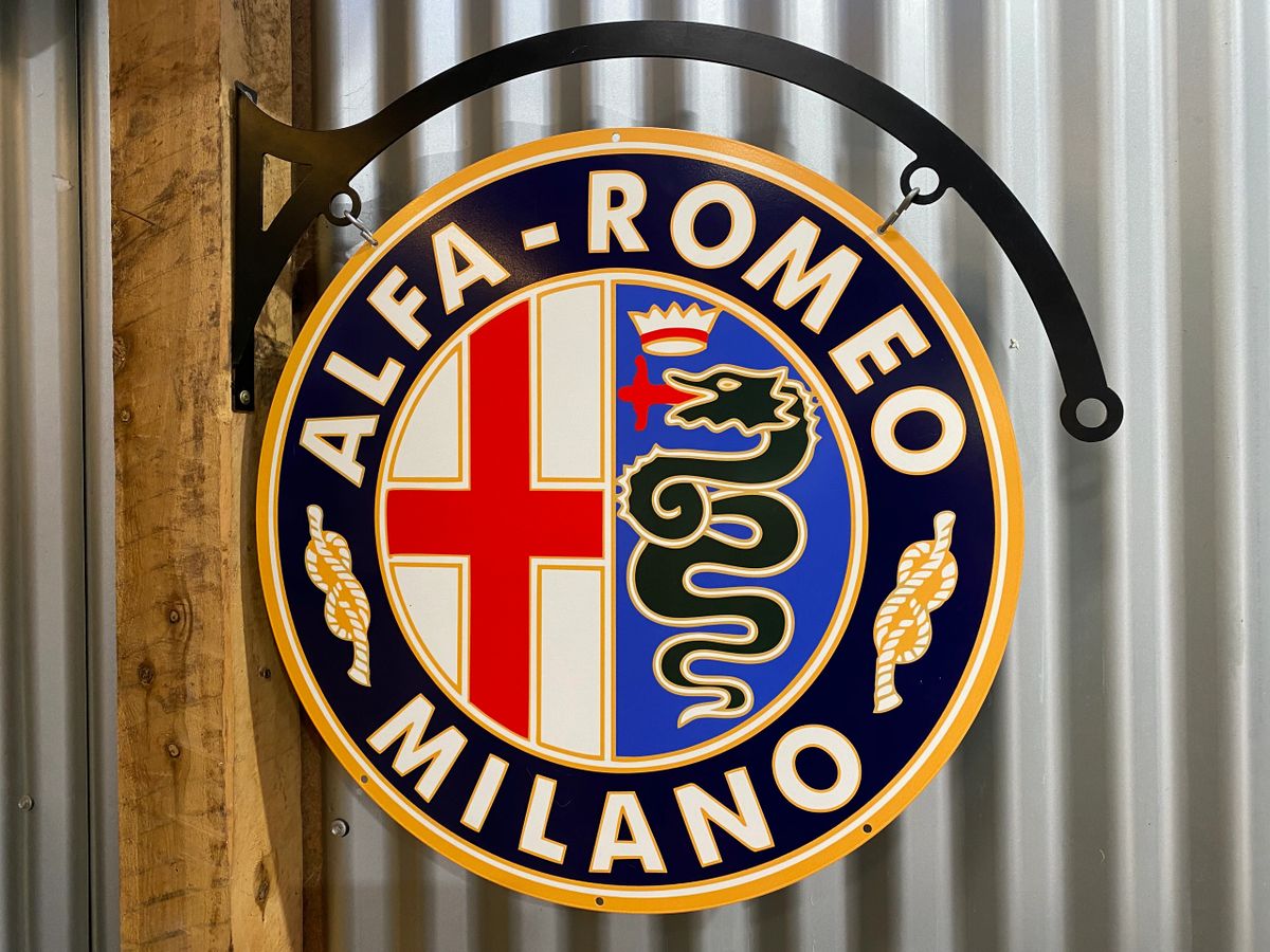ALFA ROMEO LARGE ROUND DOUBLE SIDED SIGN & HANGER